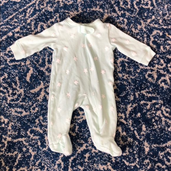Amazon Essentials | One Pieces | Mint With White Stars Footed Onesie ...